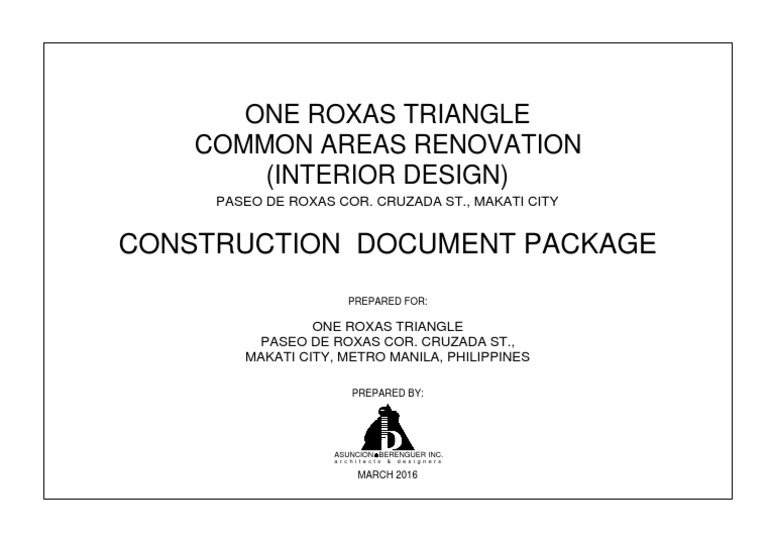 One Roxas Triangle Common Areas Renovation (Interior Design) | PDF