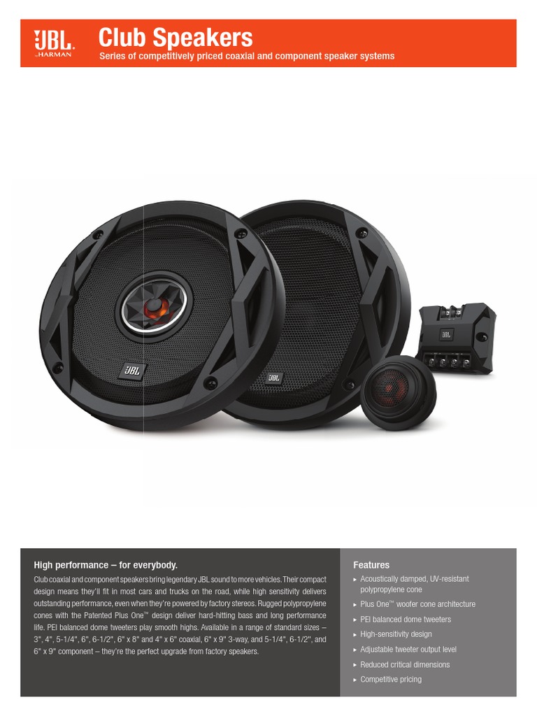 JBL Club Speaker SpecSheet English | PDF | Loudspeaker | Audio Engineering