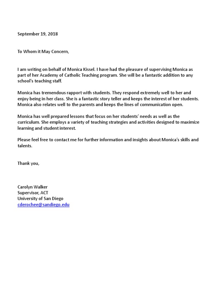 Monicas Letter | PDF