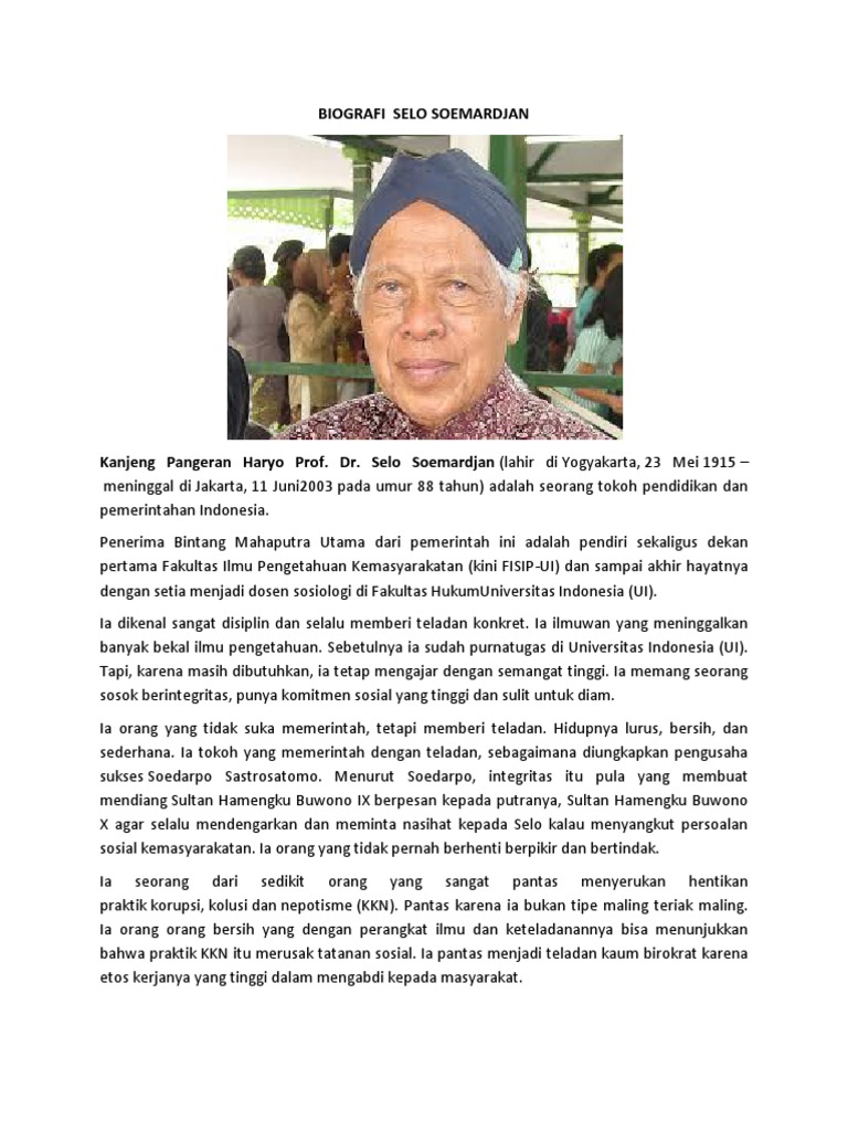 Biografi Selo Soemardjan | PDF