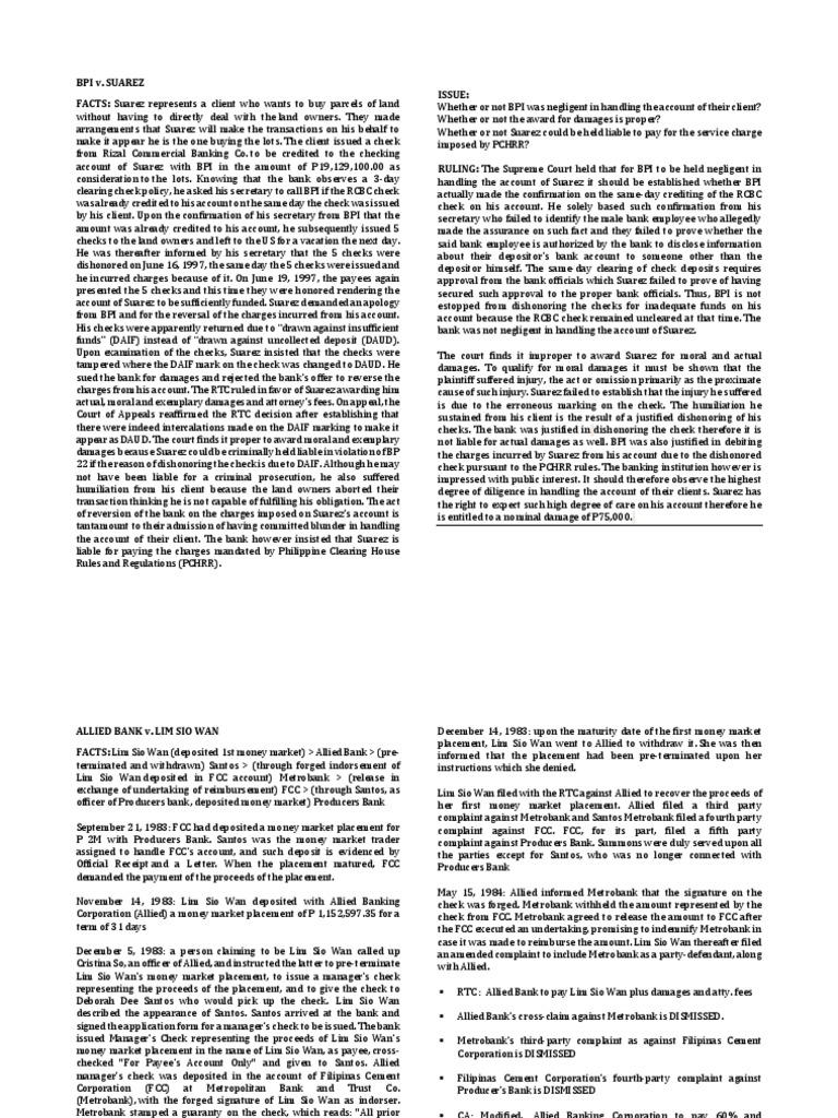 Banking Digest | PDF | Cheque | Damages