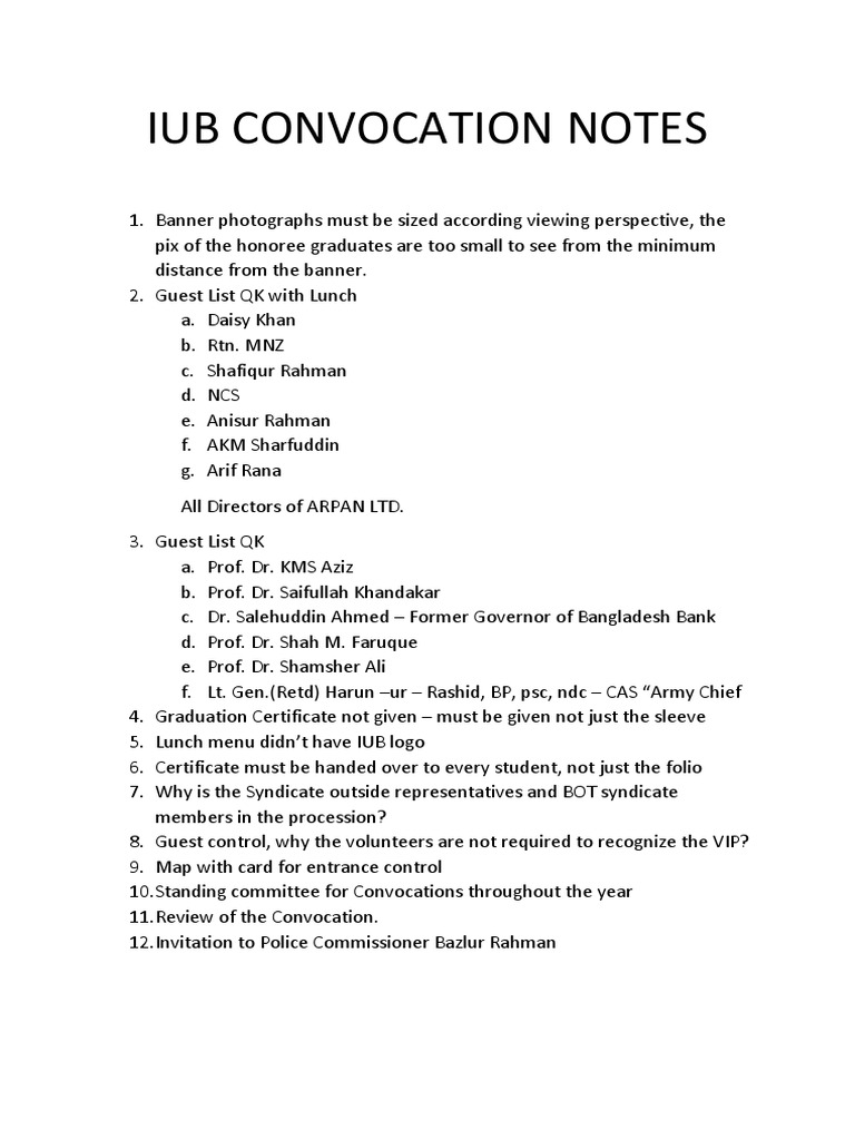 Iub Convocation Notes | PDF