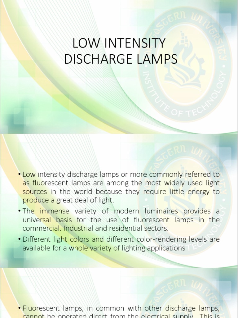 LESSON 3 Low Intensity Discharge Lamps | PDF | Fluorescent Lamp ...