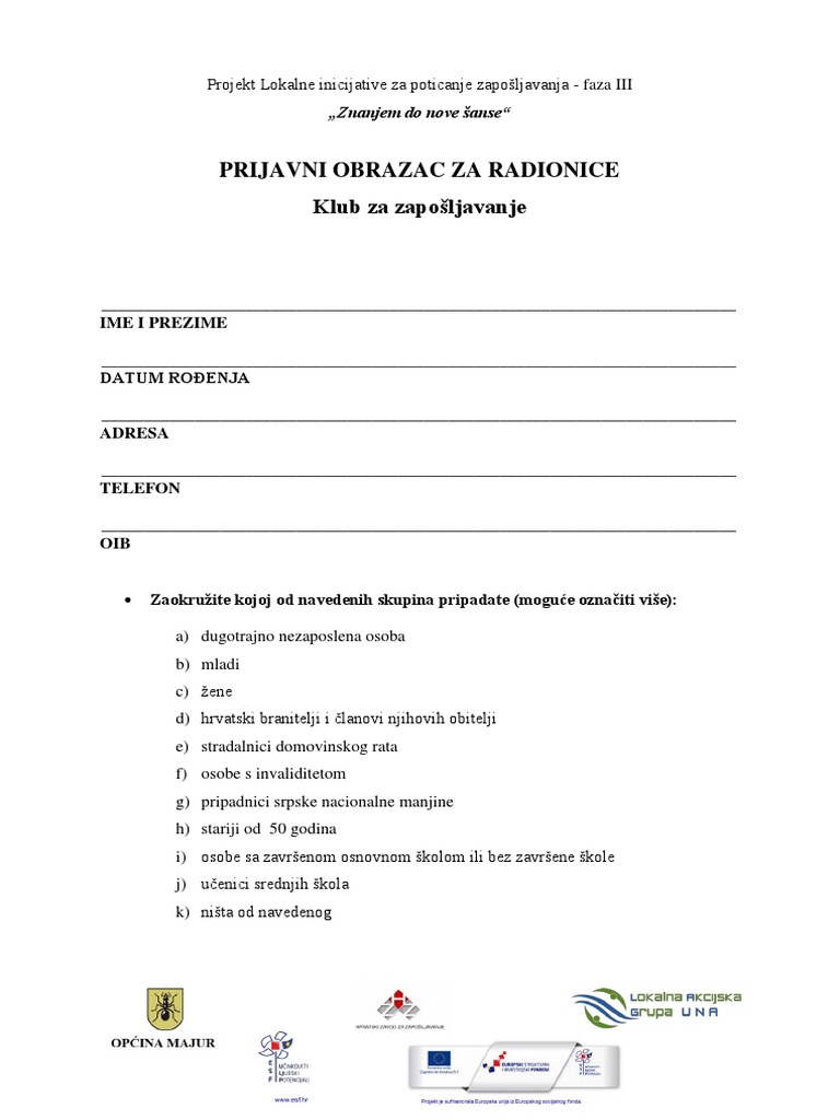 Prijavnica Za Klub | PDF