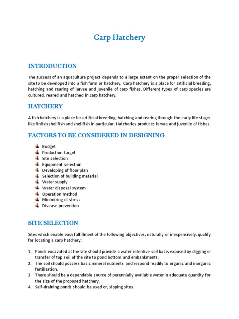 The Carp Fish Hatchery | PDF | Spawn (Biology) | Soil