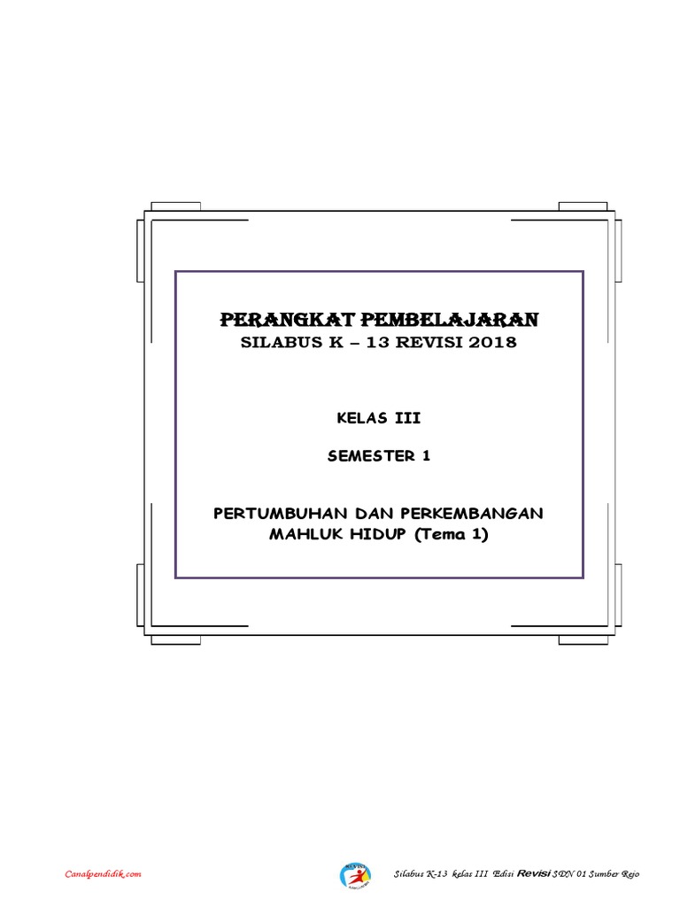 Silabus K3 Tema 1 Kur 2013 Rev 2018 | PDF