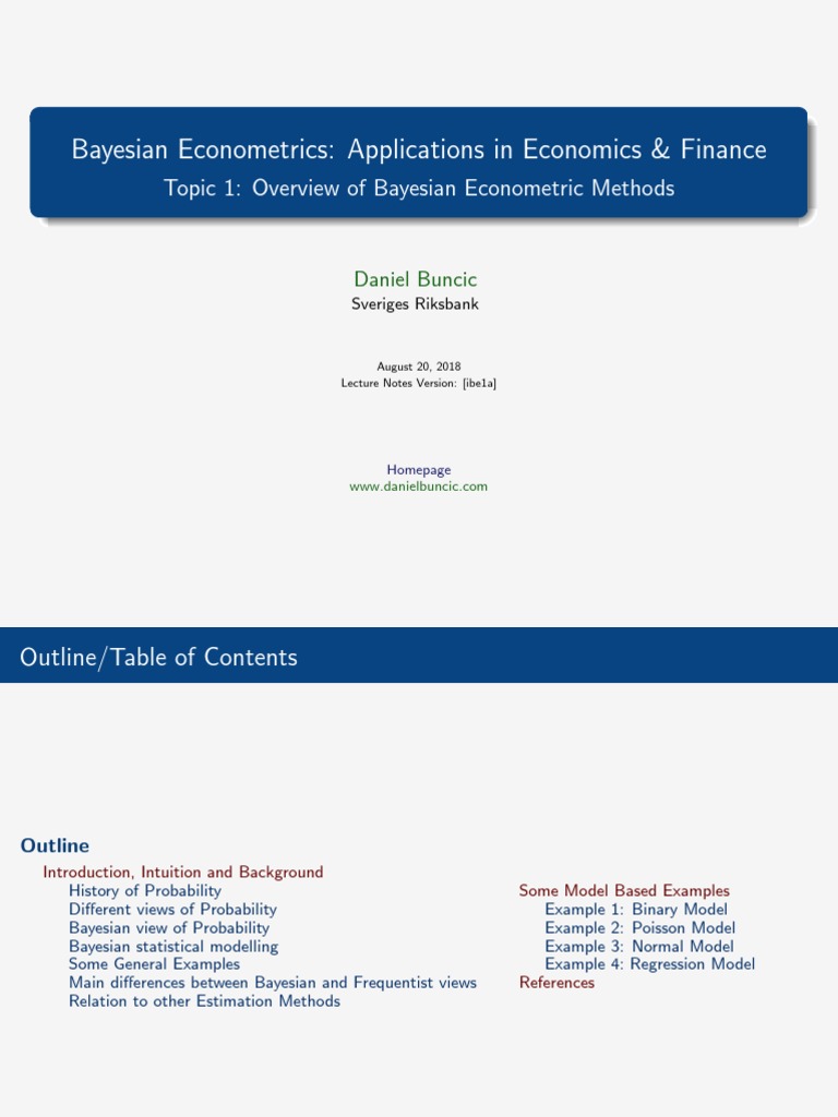 Bayesian Econometrics Introduction Pdf Confidence Interval Estimation Theory