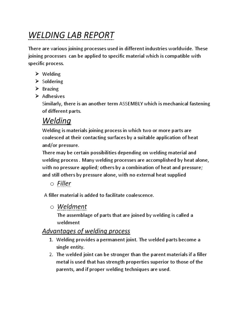 Welding Lab Report | PDF