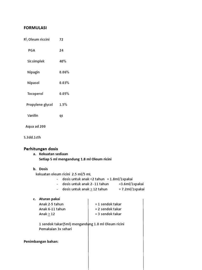 Formulasi Obat dan Dosis Anak | PDF | Memasak, Makanan, & Anggur