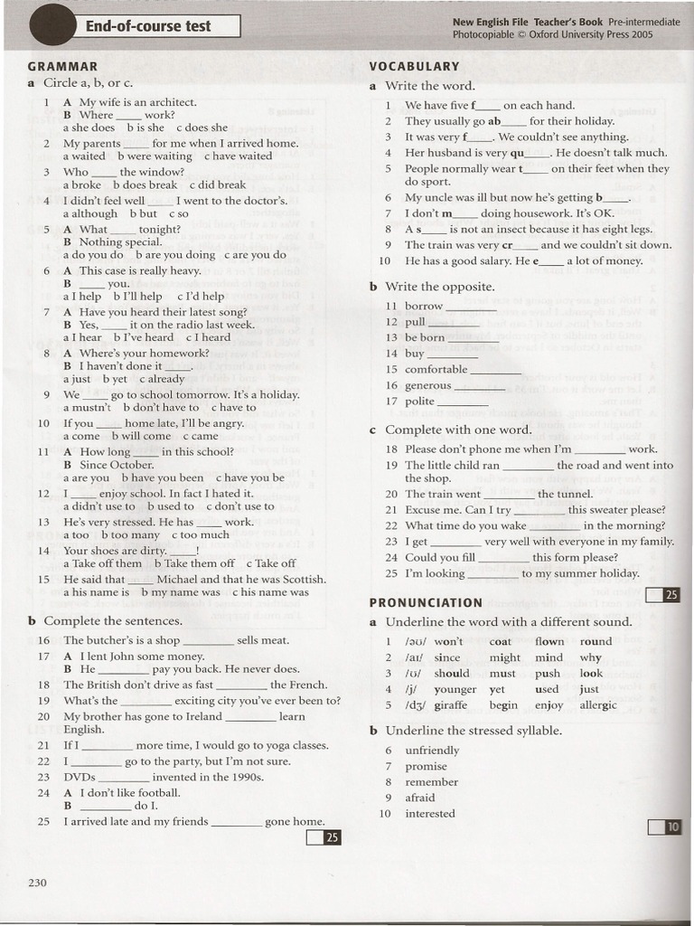 End of Course Test | PDF