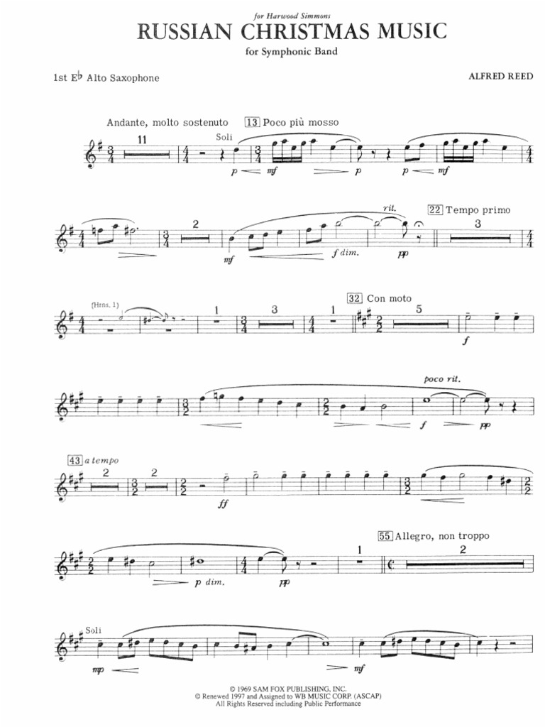 Reed - Russian Christmas Music Alto Sax 1 | PDF