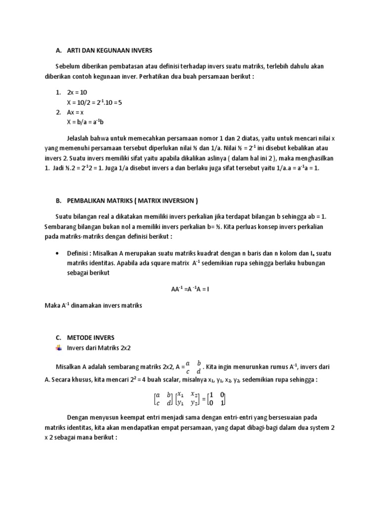 Pembalikan Matriks | PDF