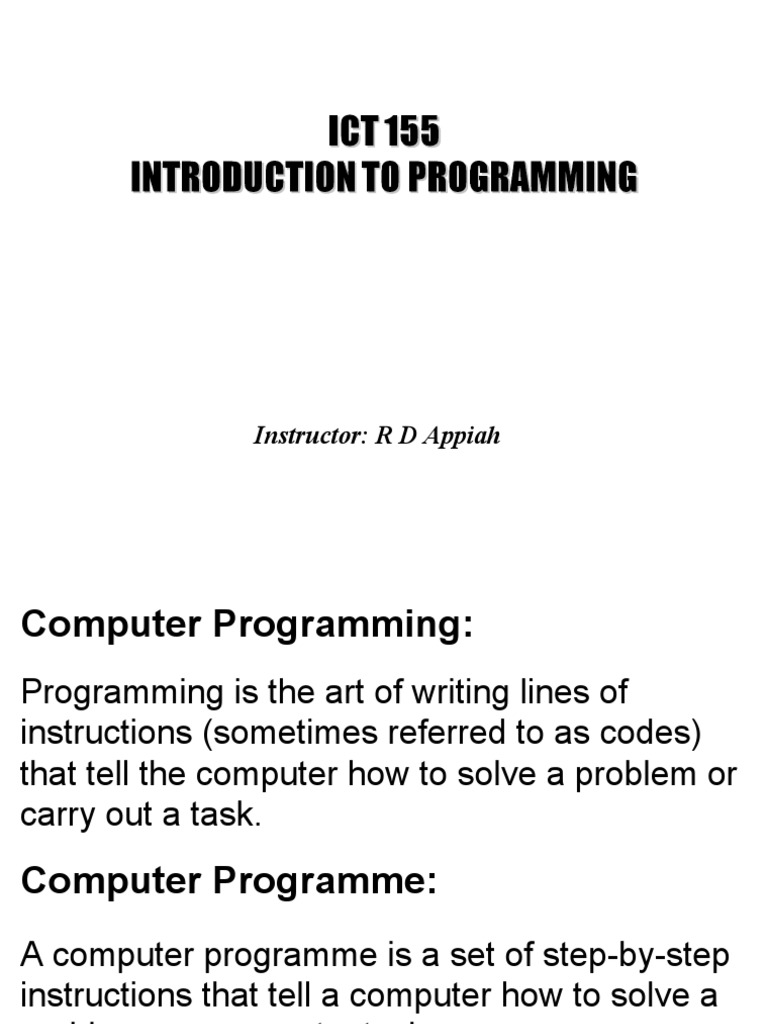 Ict 155 Intro To Programming | PDF | Data Type | Programming Paradigms