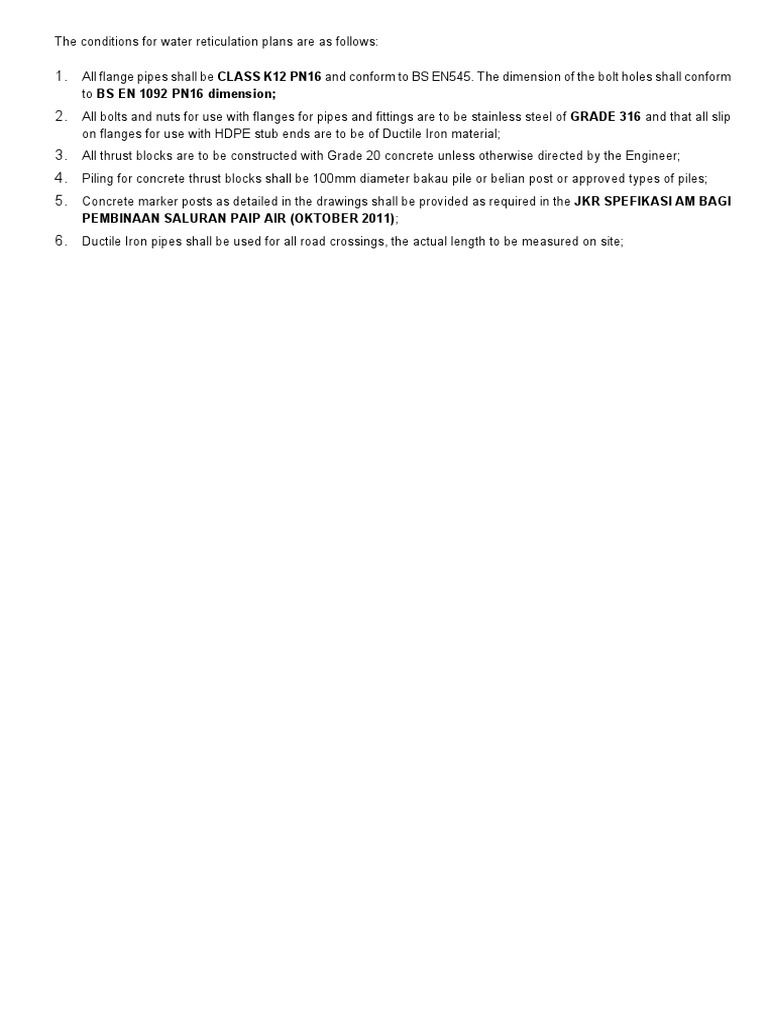 The Conditions For Water Reticulation Plans-Part3 | PDF