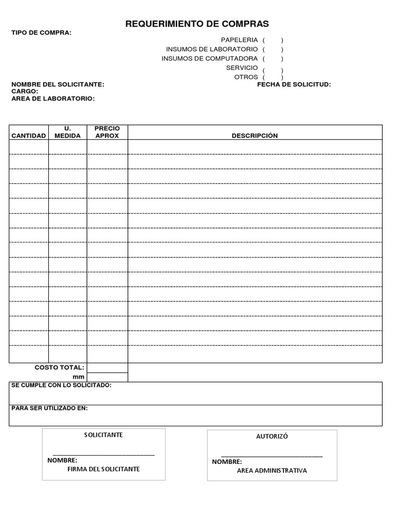 Solicitud de Material e Insumos | PDF