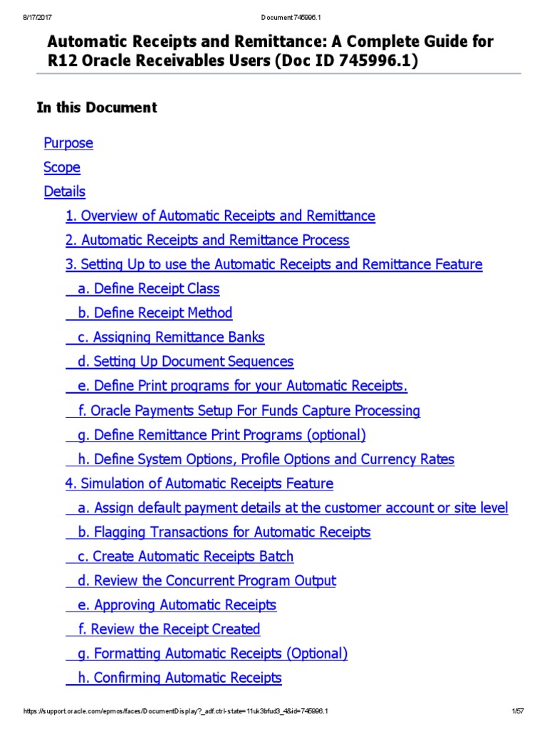R12 Oracle Receivables Guide | PDF | Receipt | Payments