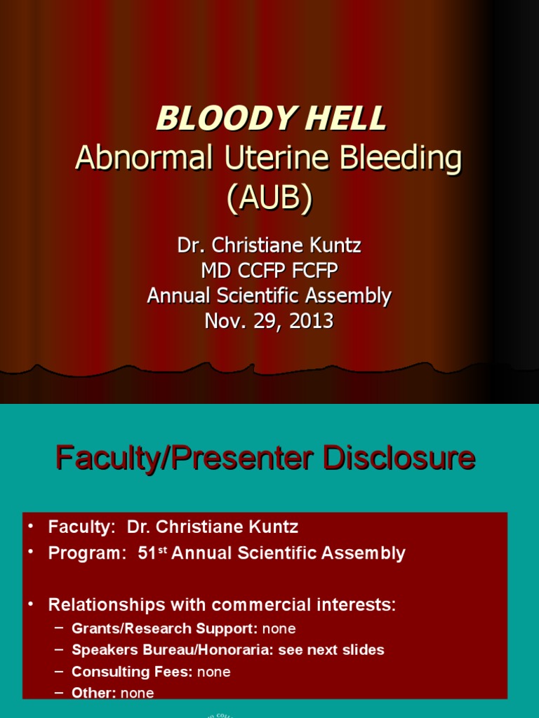 Abnormal Uterine Bleeding - Presentation | PDF | Menstrual Cycle ...