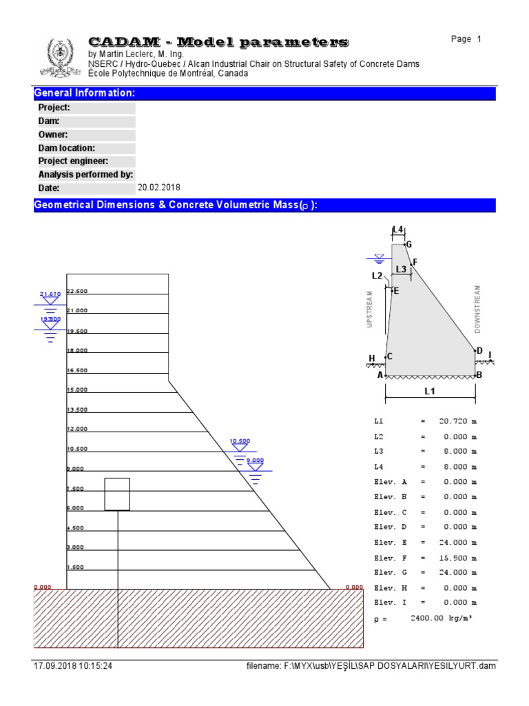 CADAM - Model Parameters: General Information | PDF | Dam | Fracture