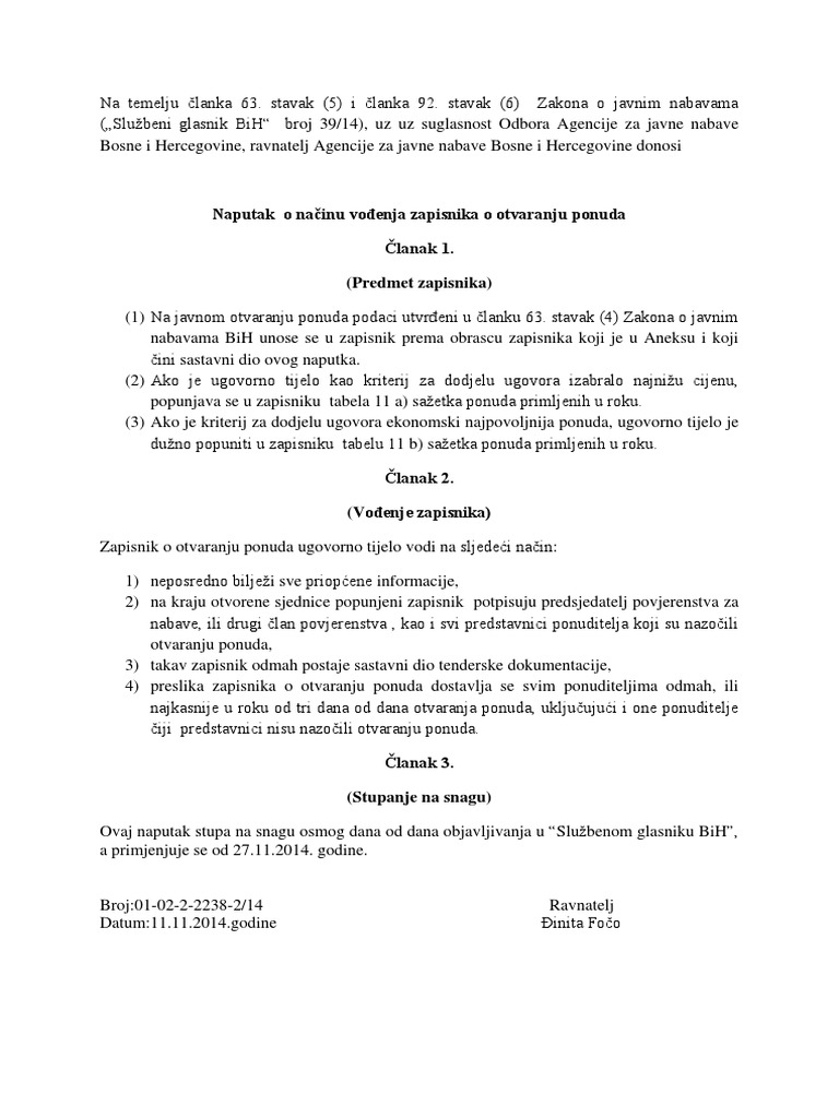 Upustvo o Nacinu Vodjenja Zapisnika HR PDF | PDF