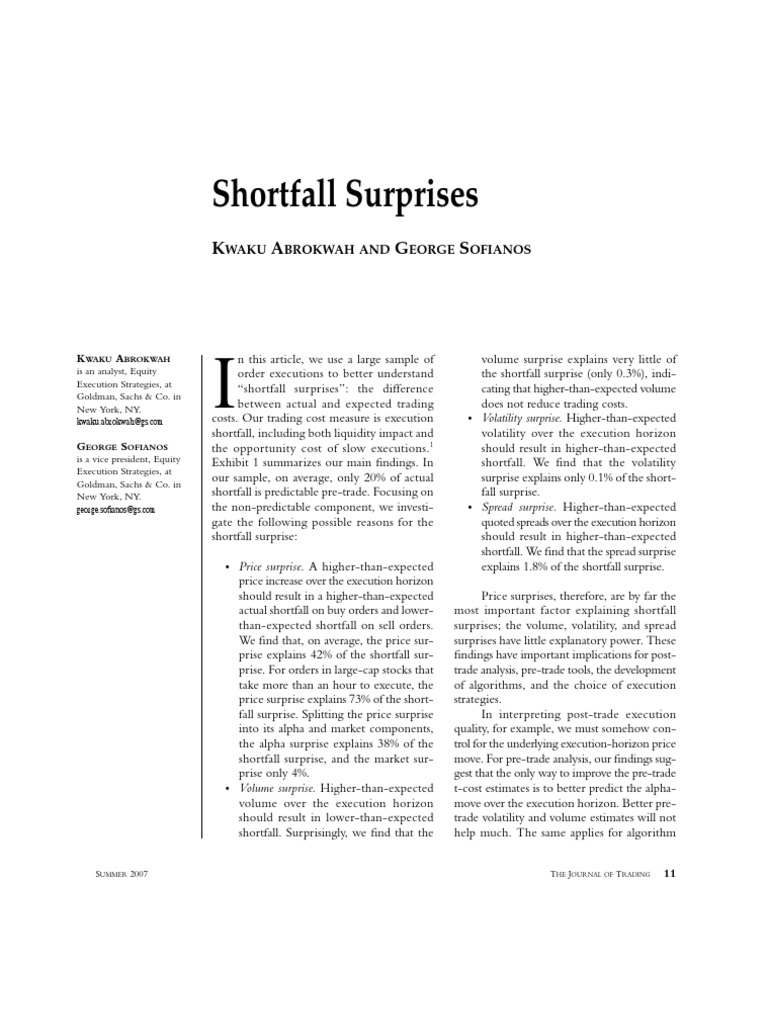Shortfall Surprise | PDF | Coefficient Of Determination | Market Liquidity