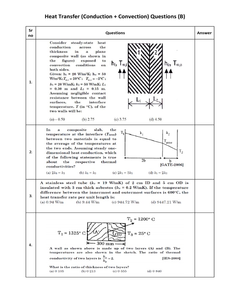 Conduction and Convection 15 Questions Set B | PDF