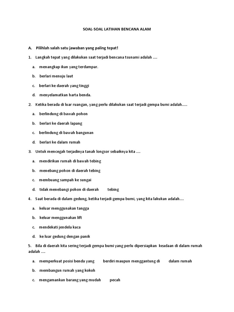 Soal Mitigasi Bencana | PDF