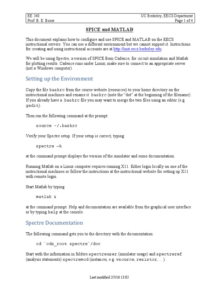 Spice and Matlab | PDF | Spice | Command Line Interface