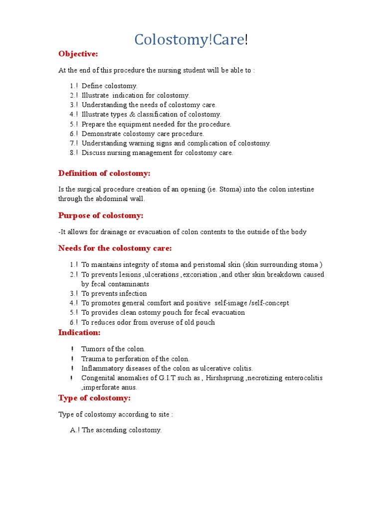 Colostomy Care | PDF | Surgery | Digestive System