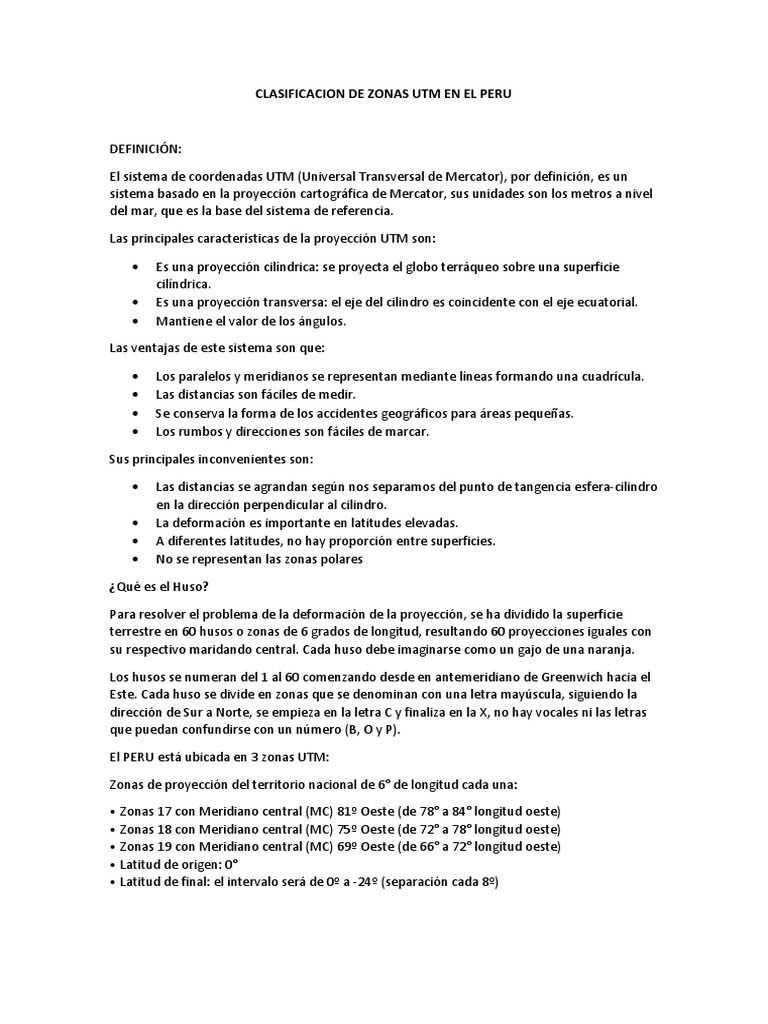 Clasificacion de Zonas Utm en El Peru | PDF | Geofísica | Física ...