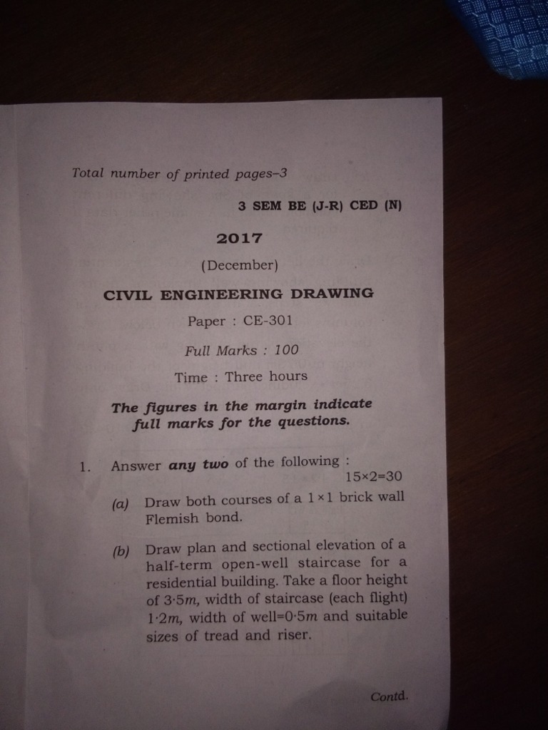 Civil Engineering Drawing Question Paper PDF | PDF