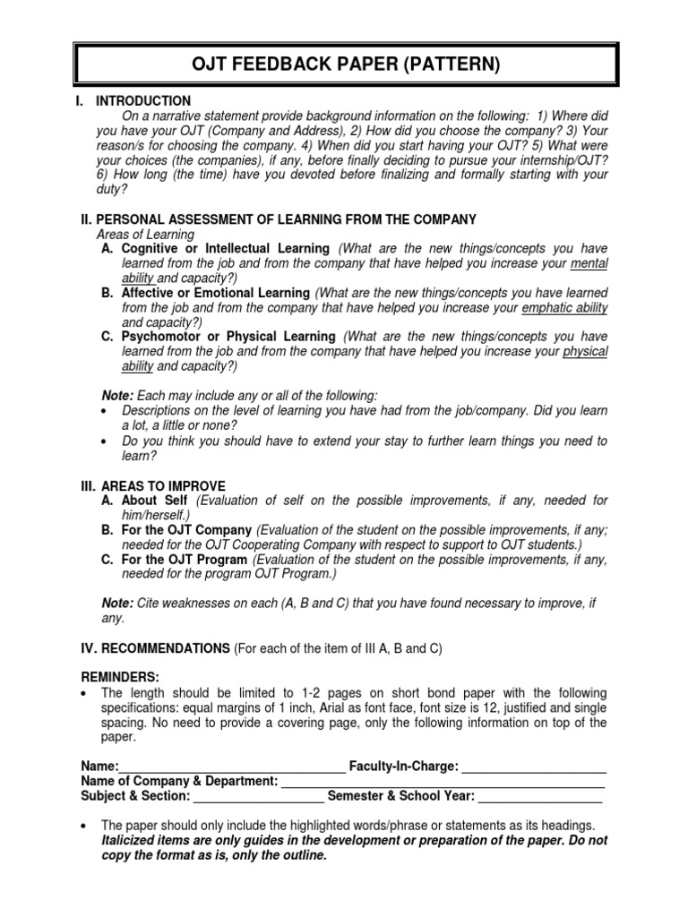 OJT Feedback Paper Pattern | PDF | Emergence | Neuroscience