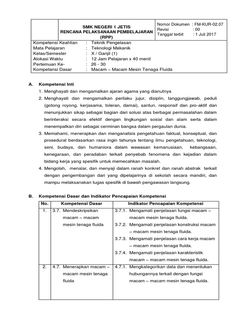 7 - RPP Macam - Macam Mesin Tenaga Fluida | PDF
