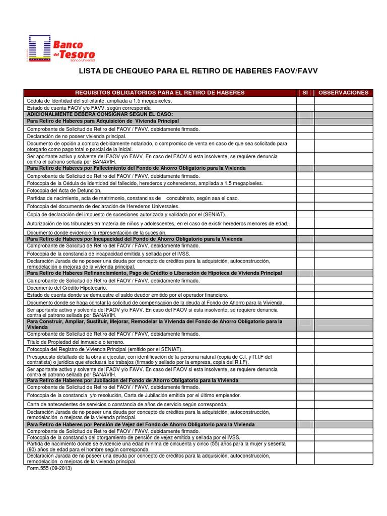 Requisitos para Retiro de Haberes FAOV/FAVV | PDF | Pensión | Gobierno