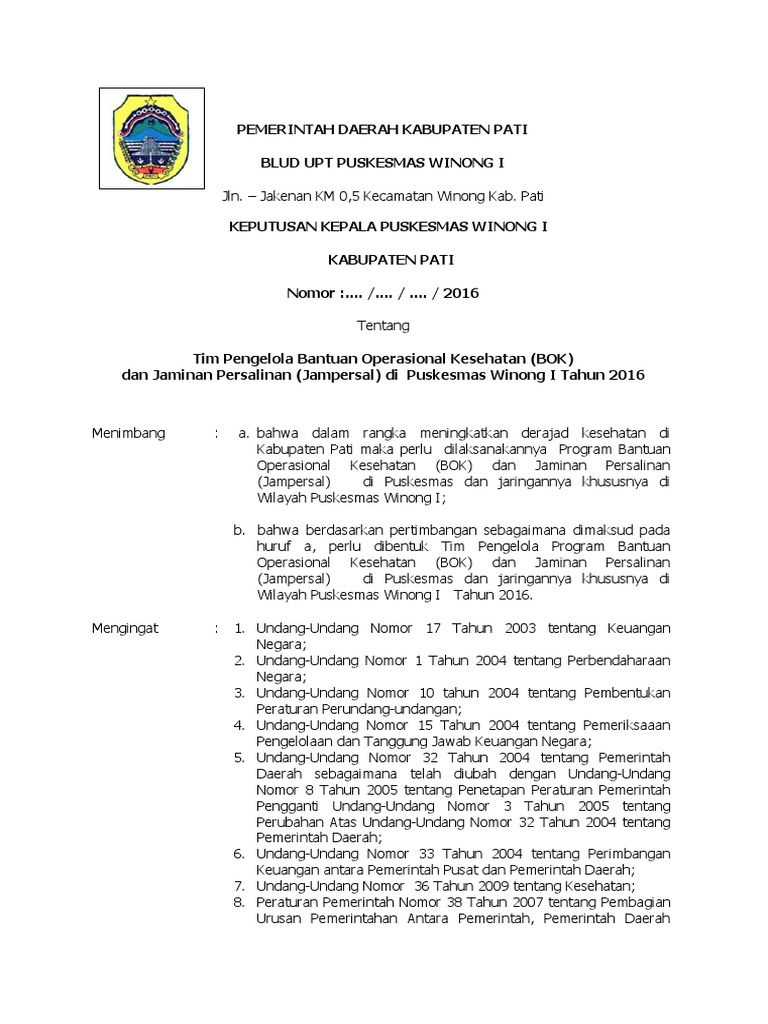 SK Tim Bok Dan Jampersal TH 2016 | PDF