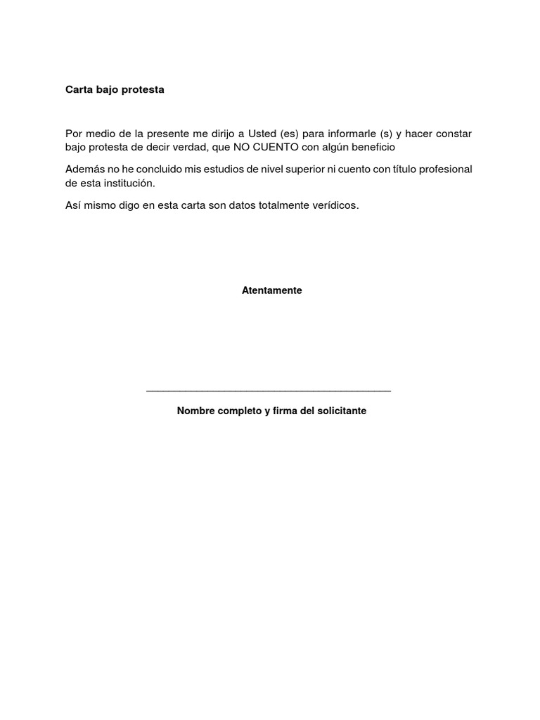 Carta Bajo Protesta | PDF
