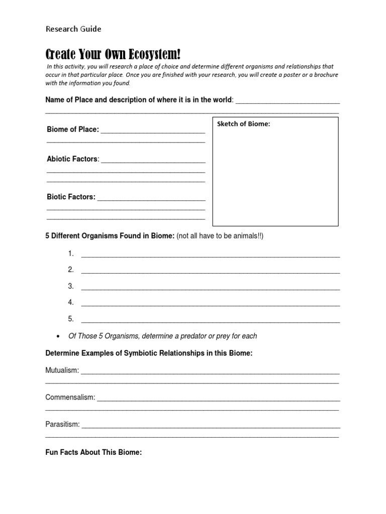 Create Your Own Ecosystem Project | PDF | Symbiosis | Predation