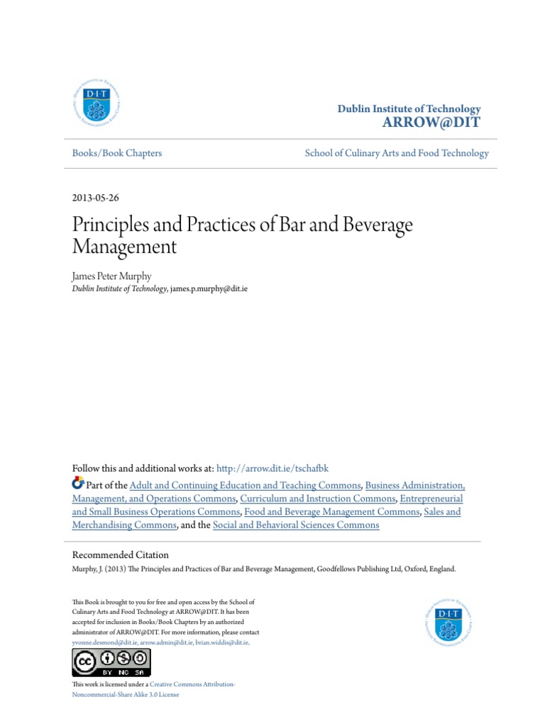 Principles and Practices of Bar and Beverage Management | PDF | Pub | Bar