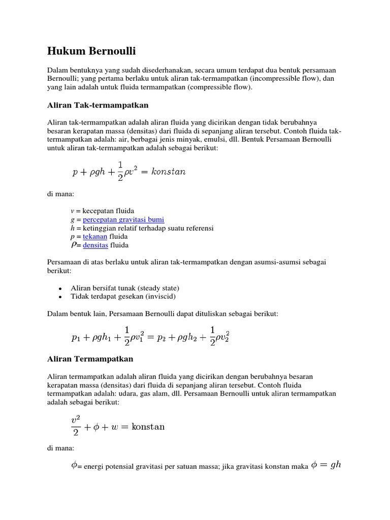 Hukum Bernoulli | PDF