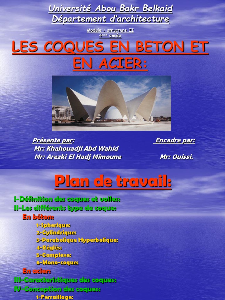 Les Coques en Beton Et en Acier. | PDF | Mortier (matériau) | Coque ...