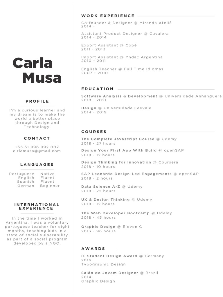 Resume Carla Musa | PDF | Behavior Modification | Communication