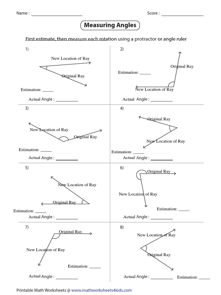 Measuring Angles Worksheet No Answers | PDF