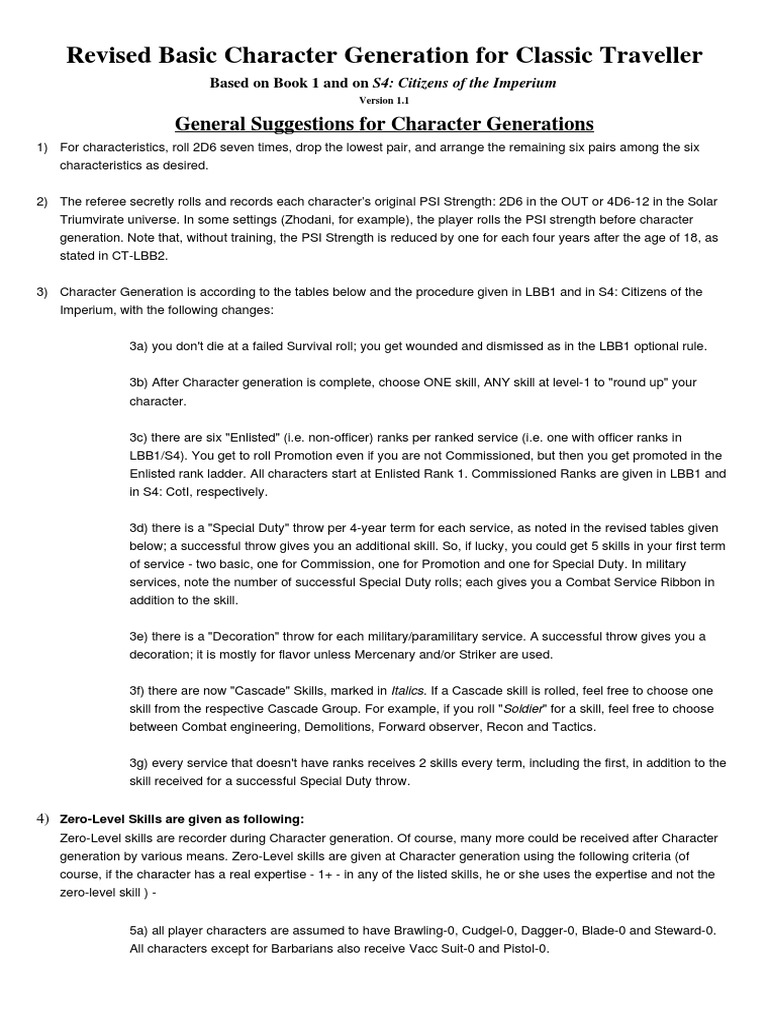 Enhanced Character Generation | PDF | Sergeant | Handgun