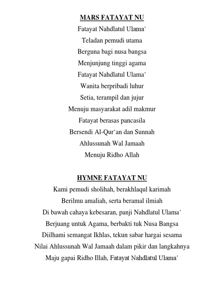 Mars Fatayat Nu | PDF