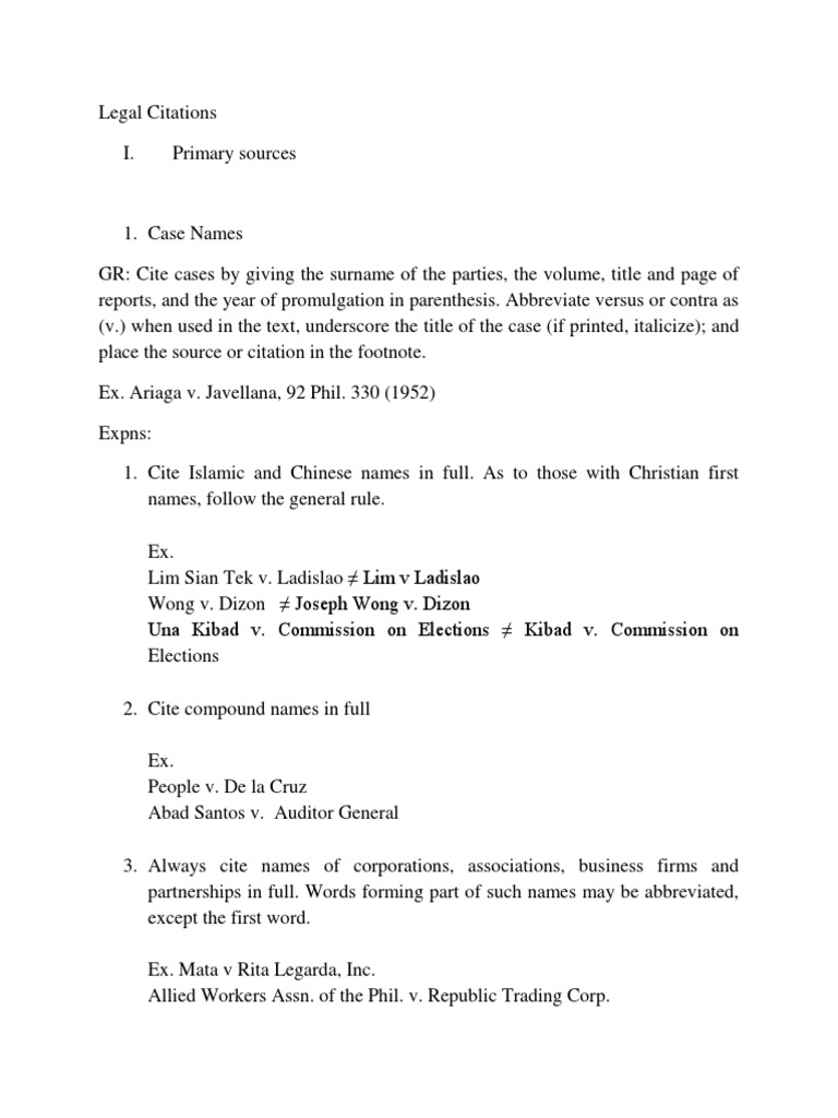 Legal Citations | PDF | Citation | Bill (Law)