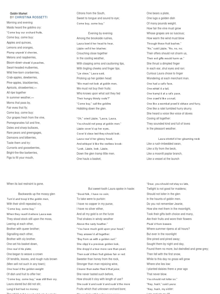 Goblin Market Poem 1 | PDF | Fruit | Nature