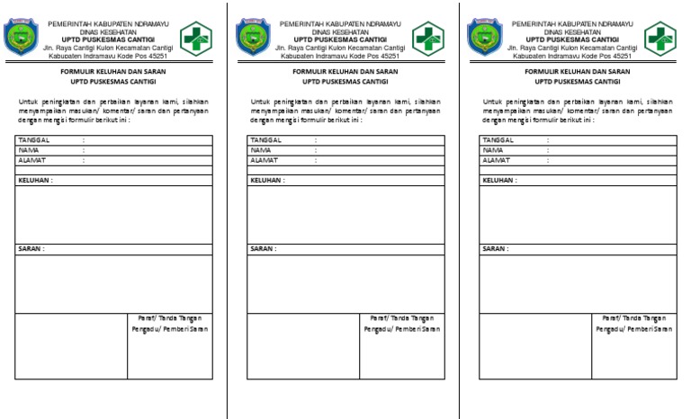 Formulir Kritik Dan Saran | PDF