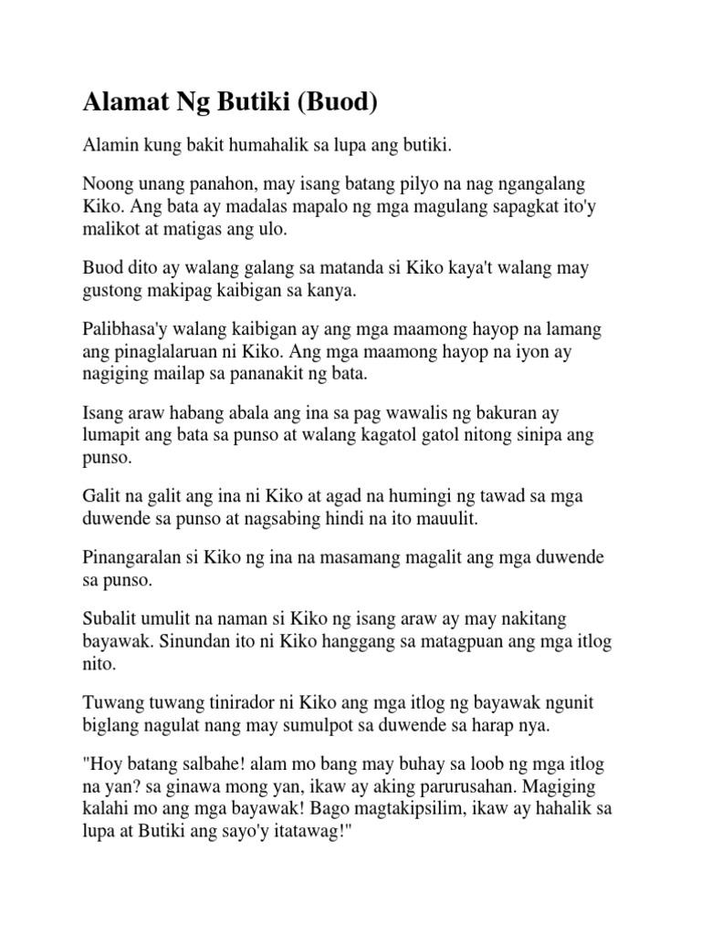 Alamat NG Butiki | PDF