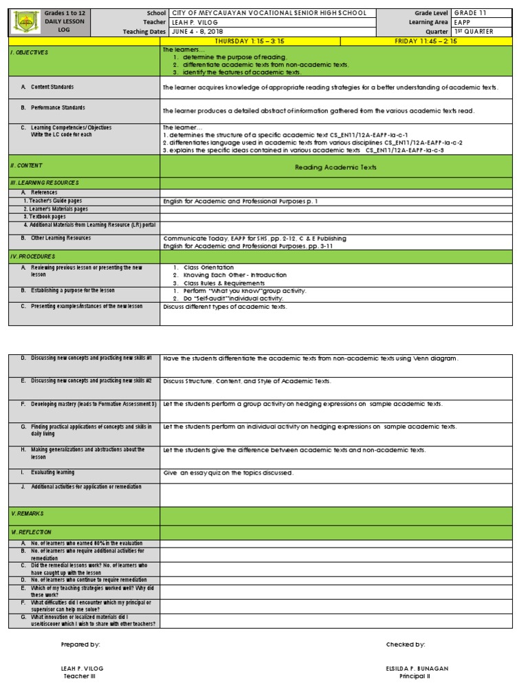 1stweekDLL EAPP | PDF | Learning | Teachers