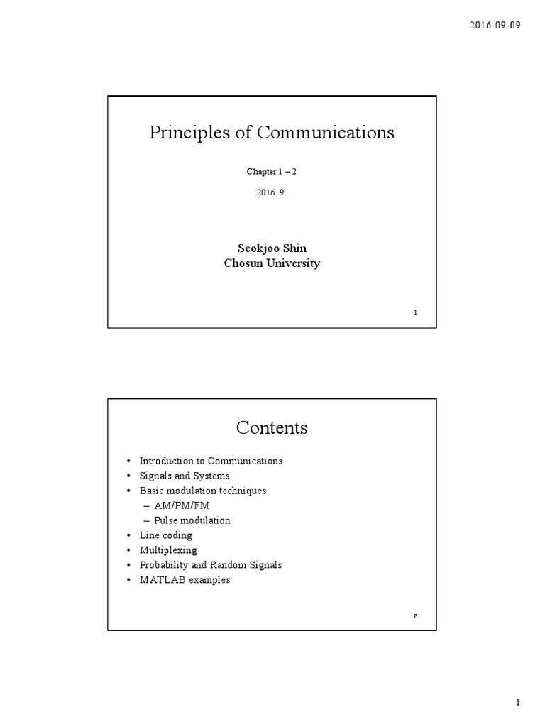 Principles of Communications: Seokjoo Shin Chosun University | PDF ...
