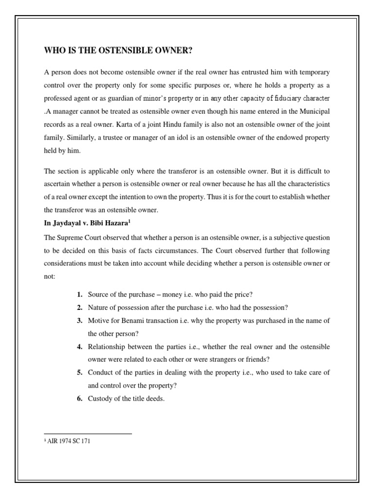 Who Is The Ostensible Owner | PDF | Trustee | Mortgage Law